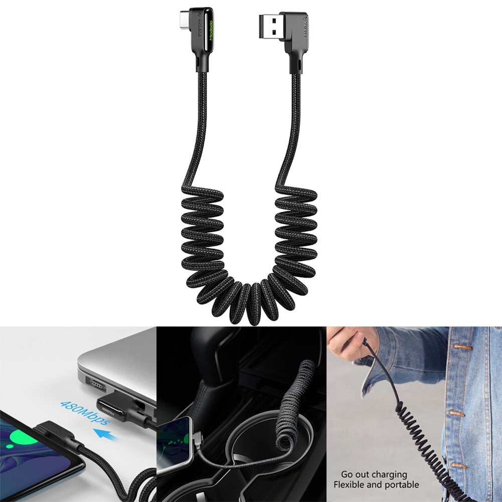 Cheers.US Spring Charging Cable Double Elbow QC4.0 Quick Charging 3A ...