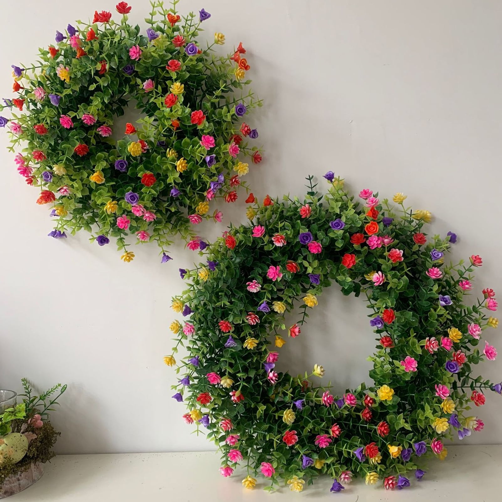 Cheers US Spring Wreaths for Front Door, Artificial Eucalyptus Green ...