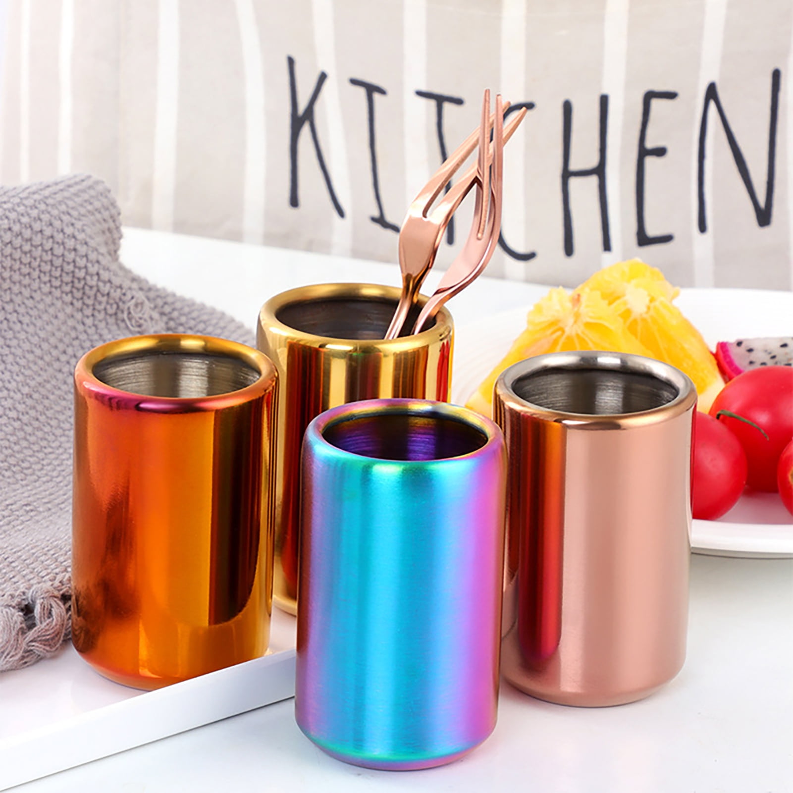 Cheers US Stainless Steel Fruit Fork Holder Cocktail Fork Holder Jar ...