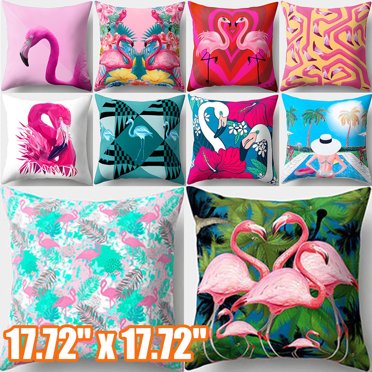 PHFZK Watercolor Pillow Case, Tropical Beach Flamingo Bird and Exotic ...