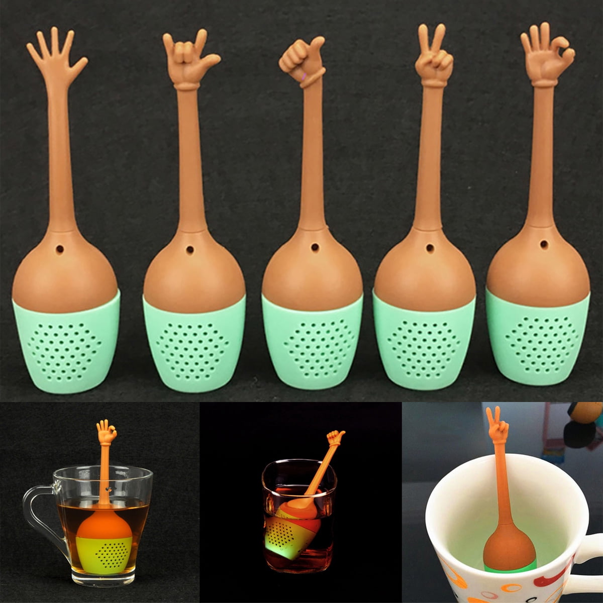 Cheers US Tea Infuser - Silicone Handle Stainless Steel Strainer Drip ...