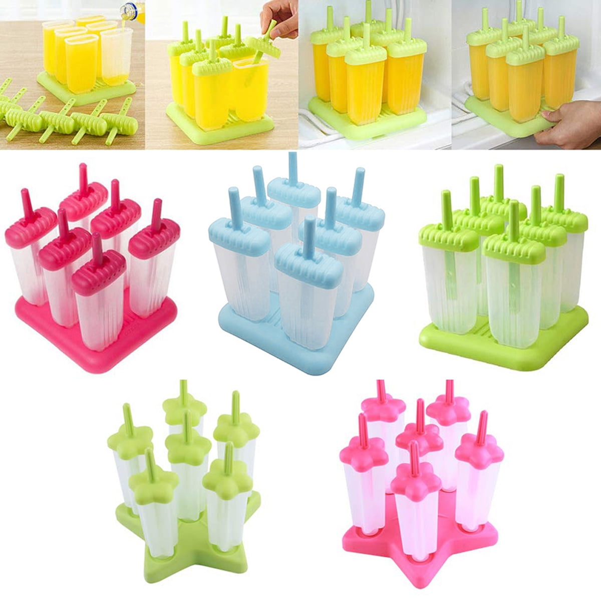 Cheers US Upgrade Popsicle Molds Sets Ice Cream Lolly Maker Form DIY ...