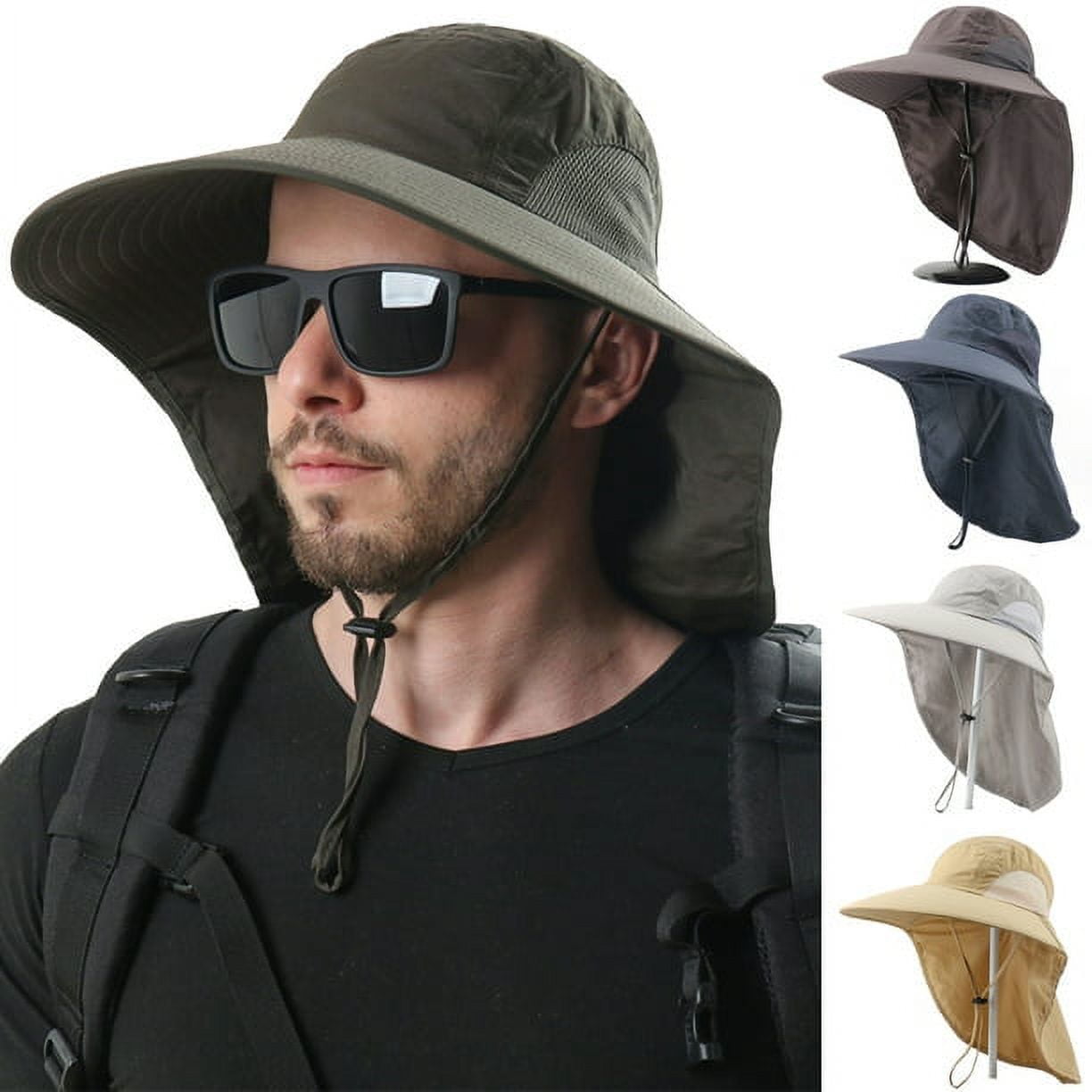 "Cheers.US Outdoor Waterproof Breathable Sun Hat, Wide Brim, Neck Flap ...