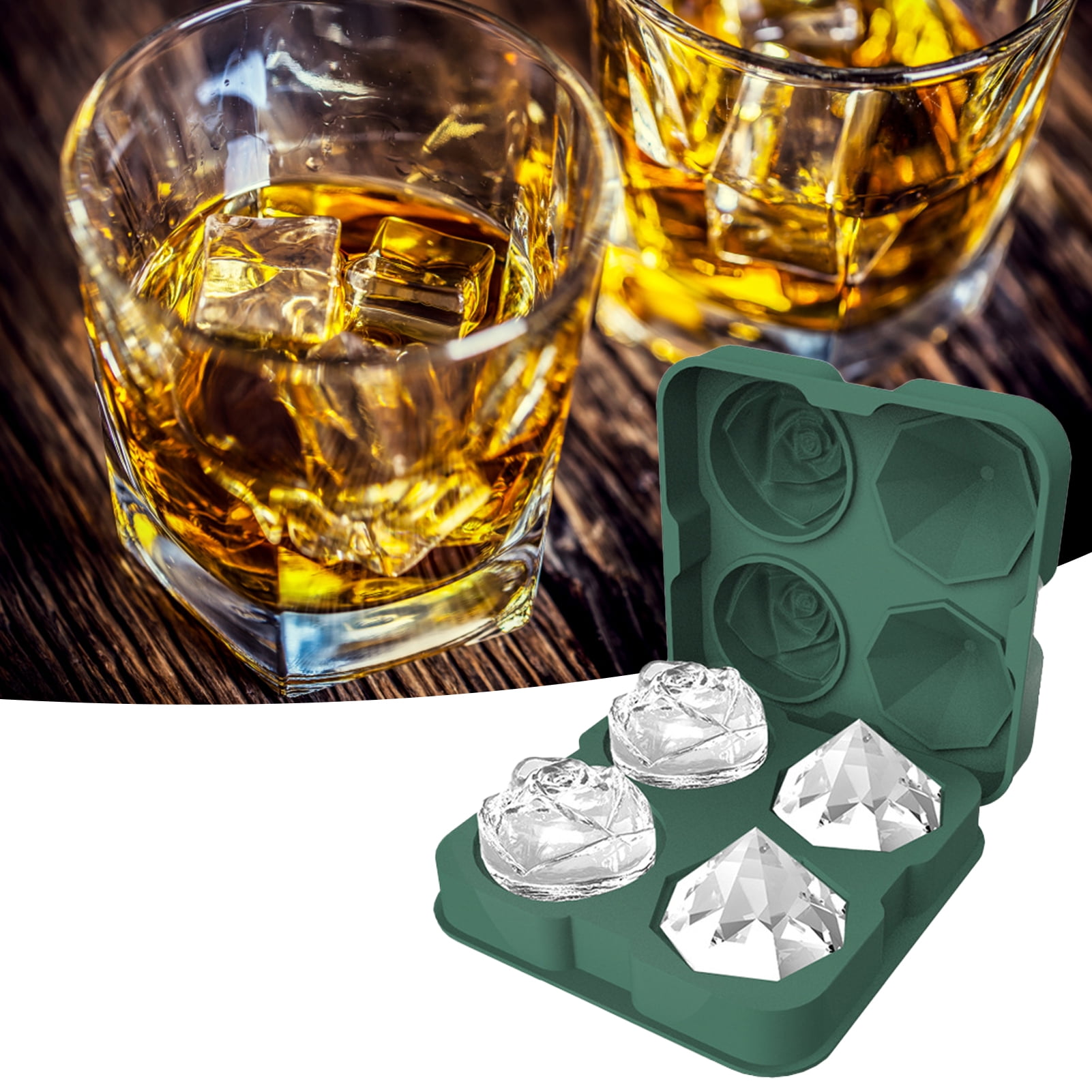Cheers US Whiskey Ice Mold, Upgrade Silicone Rose Ice Cube Tray, Giant ...
