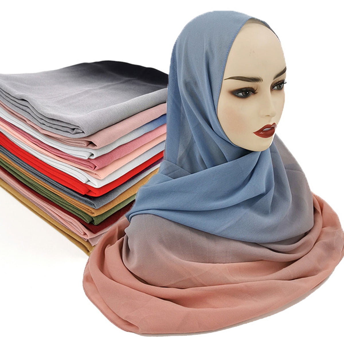 Cheers US Women Chiffon Scarves Soft Crinkle Crepe Hijab Long Scarf ...