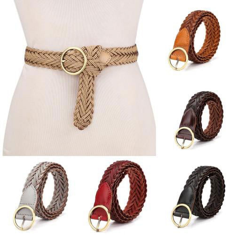 Cheers.US Women Straw Elastic Stretch Waist Belt Skinny Dress Braided ...