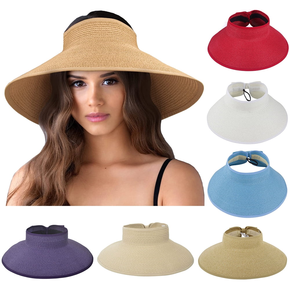 Cheers Us Women Sun Visor Hats Beach Foldable Roll Up Wide Brim