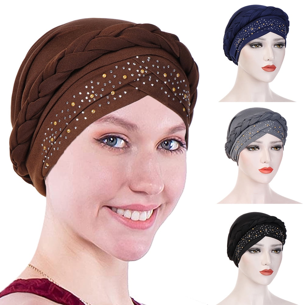 Cheers.US Women Turban Braid Twisted Bonnet Beanie Cap Headwear ...