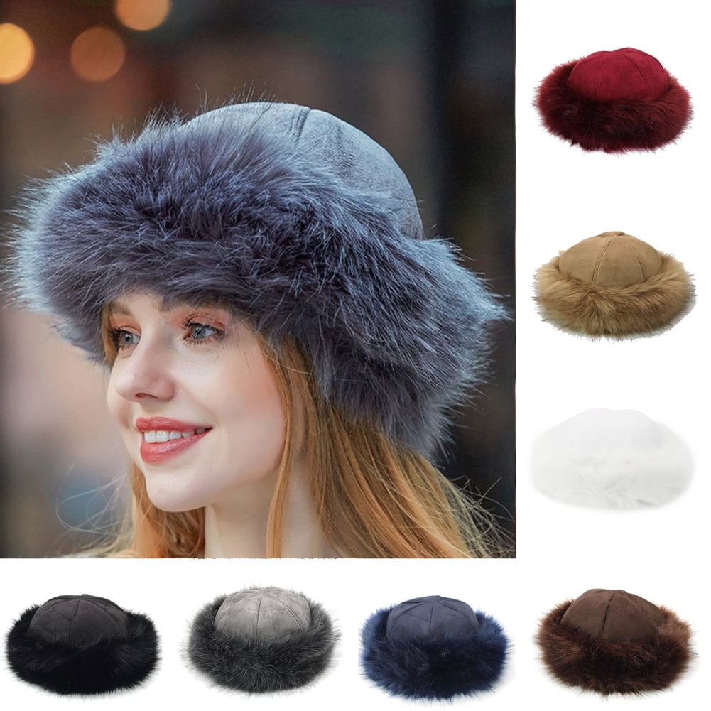 Cheers.US Women's Faux Fur Hat for Winter with Stretch Cossack Russian ...