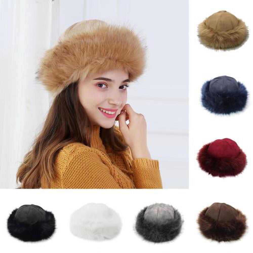 Cheers.US Womens Faux Fur Hat for Winter with Stretch Cossack Russion ...