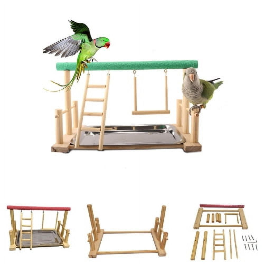 Cheers.US Wood Parrot Ladder Swing Play Stand Perch Playground Pet ...