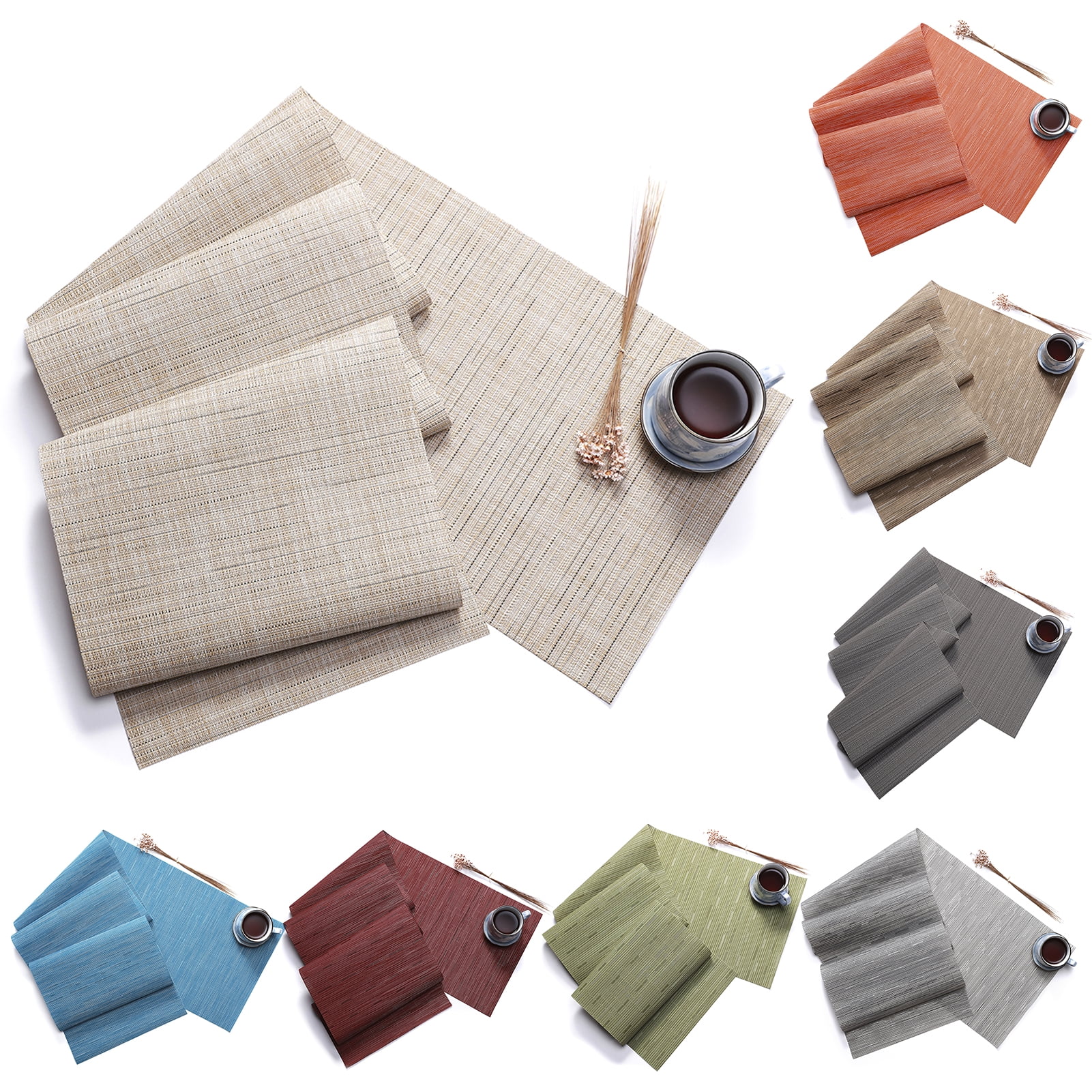 Cheers US Woven Vinyl Table Runner for Kitchen Dining Table Wipe Bamboo ...