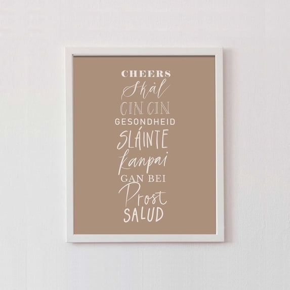 Cheers Wall Art Bar Cart Dining Room Decor Neutral Tones Scandinavian ...