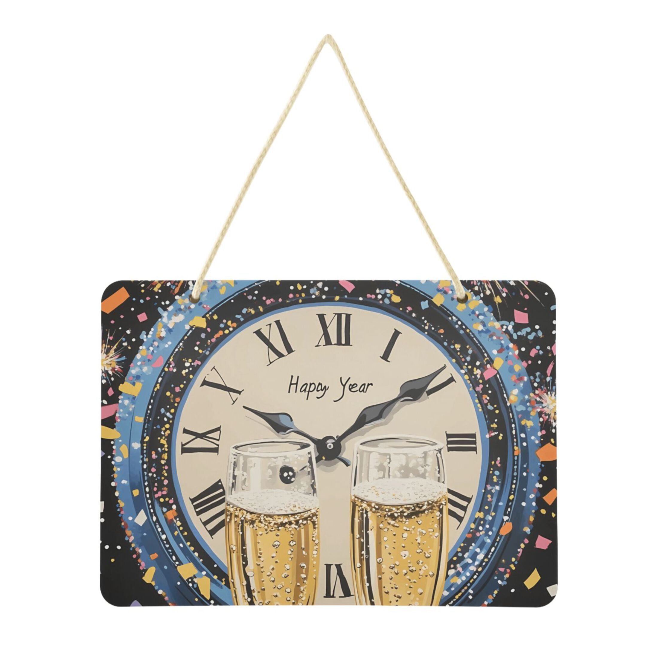 Cheers and Clocks Welcome Sign Front Door PVC 14x10 inch Hanger Hello ...