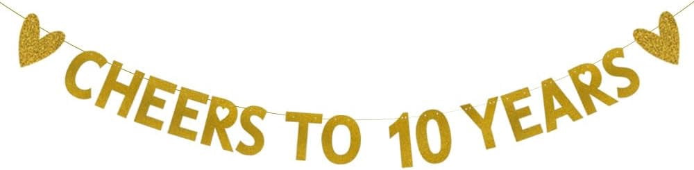 Cheers to 10 Years Banner for 10TH Wedding Anniversary Party Supplies ...