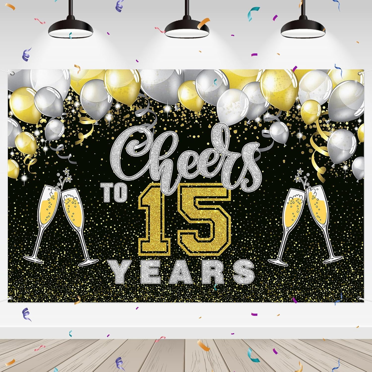 Cheers to 15 Years Backdrop 15th Birthday Photography Background Banner ...