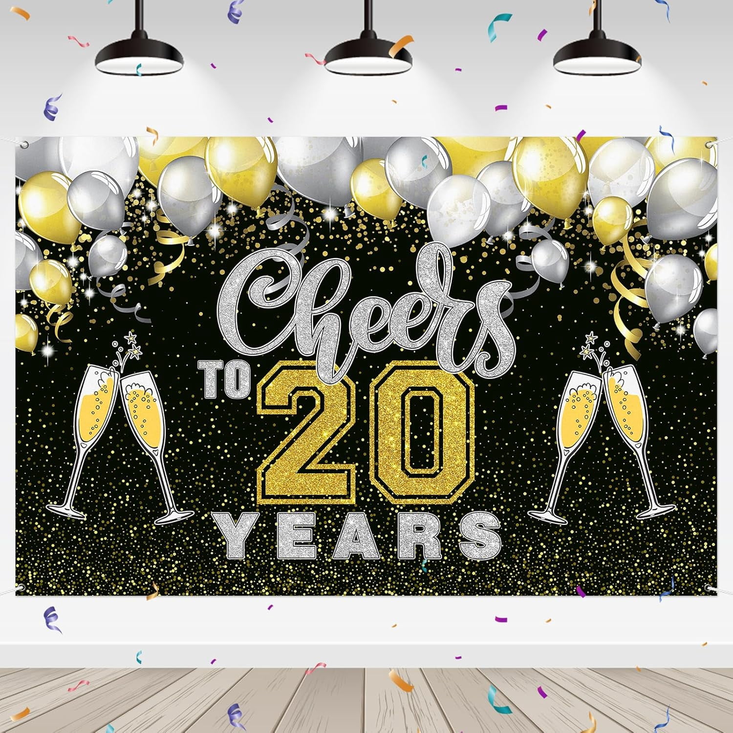 Cheers to 20 Years Backdrop 20th Birthday Photography Background Banner ...