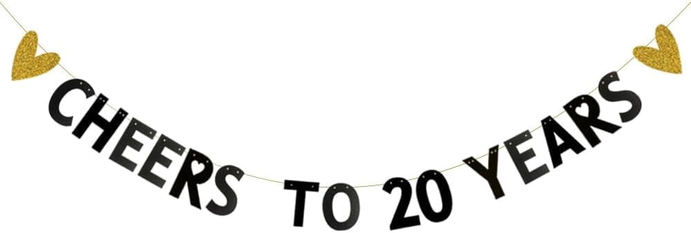 Cheers to 20 Years Banner for 20TH Wedding Anniversary Party Supplies ...