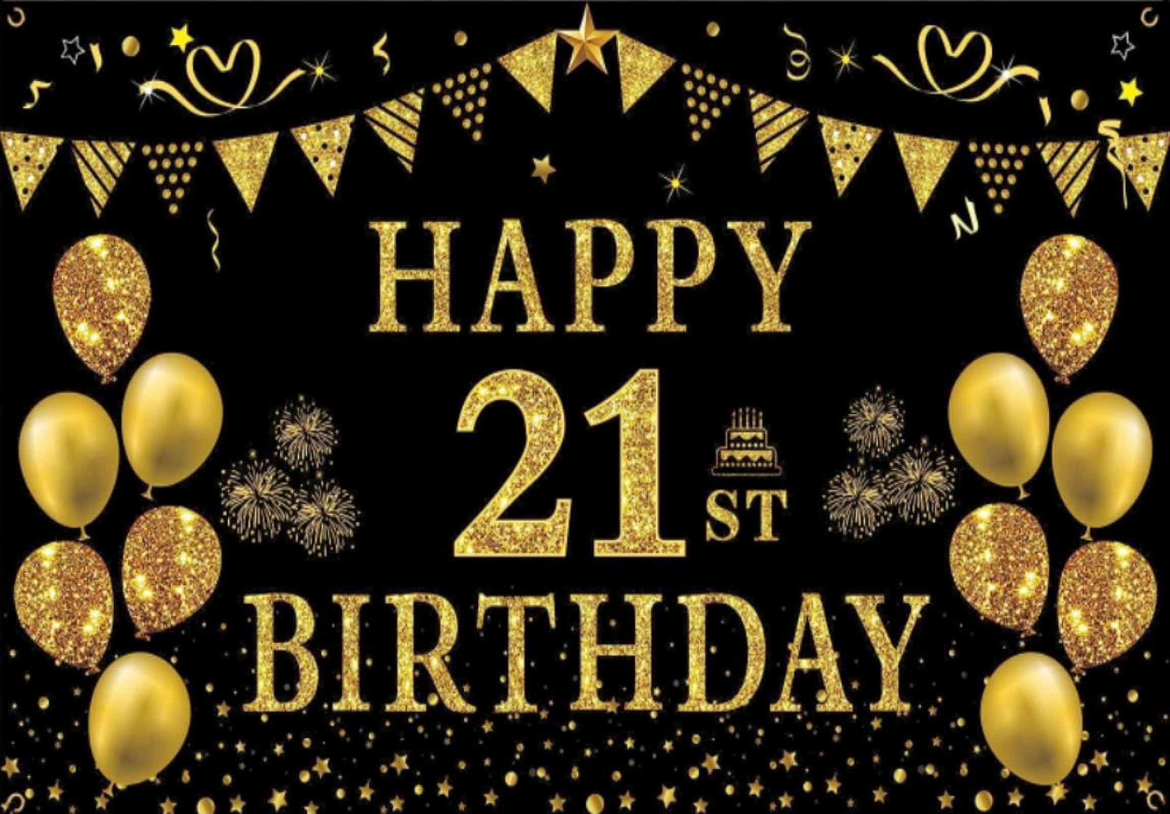 Cheers to 21 Years Birthday rations Pink Rose Gold Happy 21st Birthday Banner Backdrop Party 21 ...