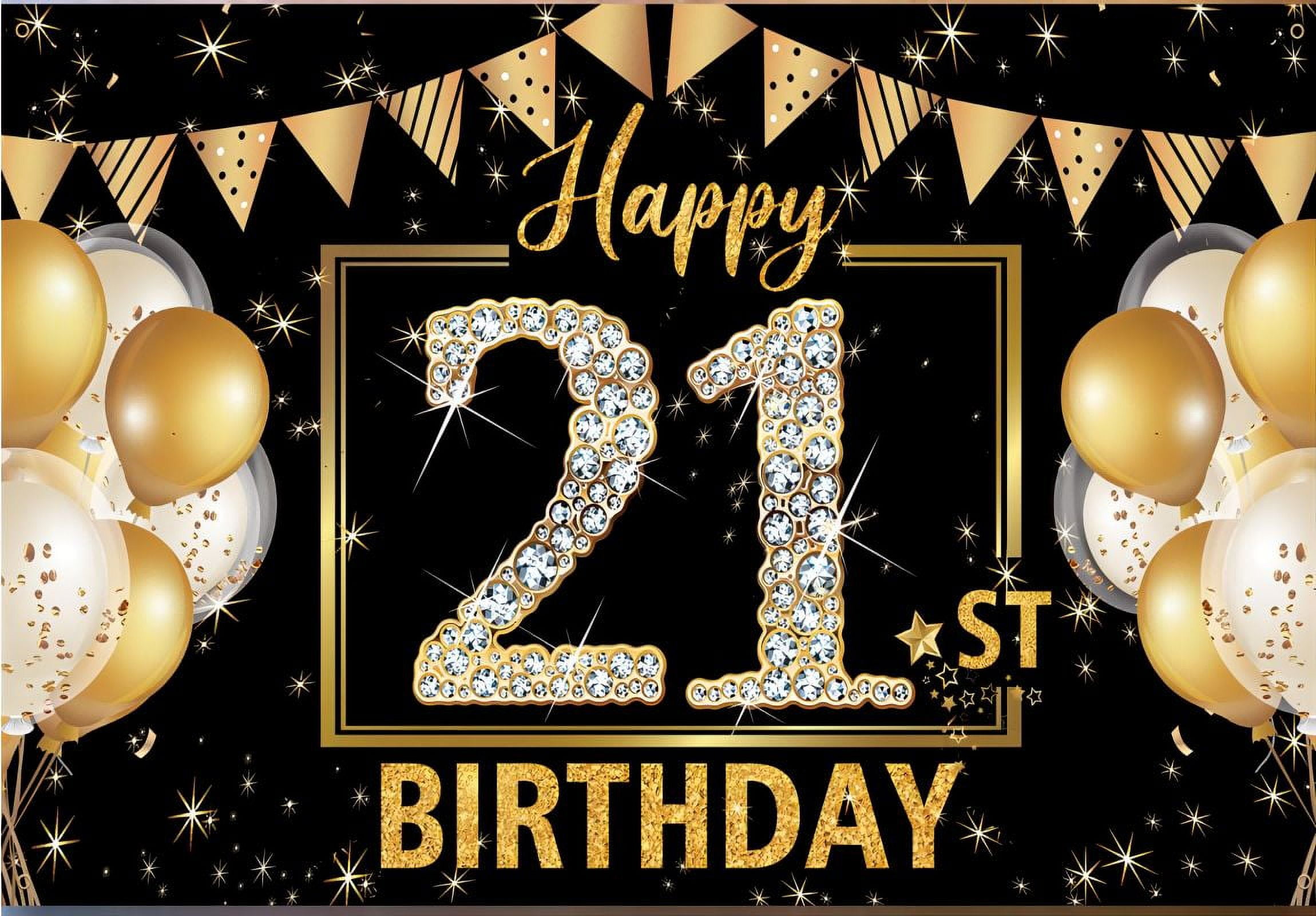 Cheers to 21 Years Birthday rations Pink Rose Gold Happy 21st Birthday Banner Backdrop Party 21 ...