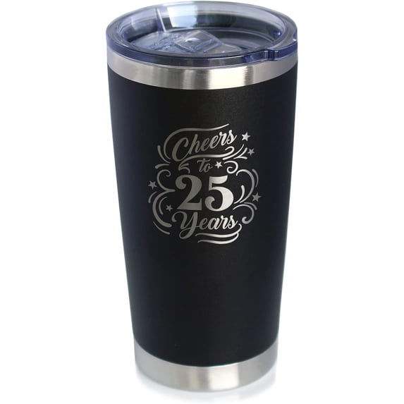 Cheers to 25 Years - Insulated Coffee Tumbler Cup with Sliding Lid ...