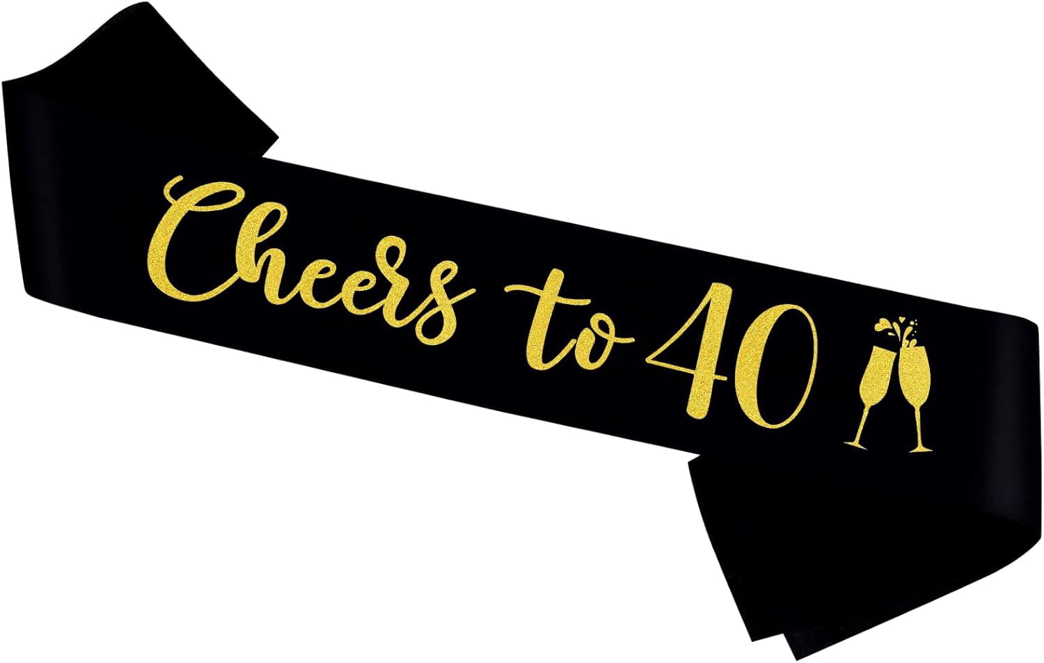 Cheers to 40 Sash, Black Satin with Gold Glitter Lettering for 40th ...