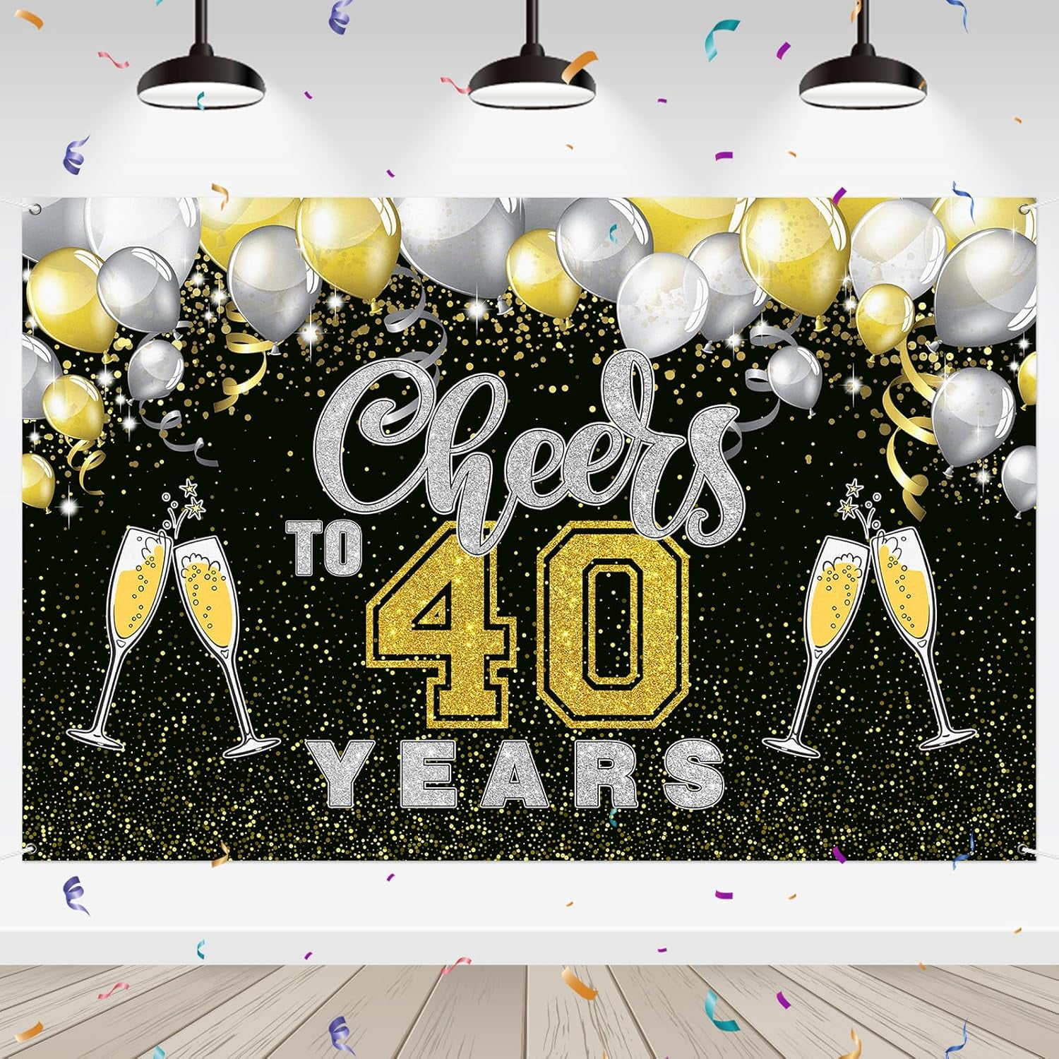 Cheers to 40 Years Backdrop 40th Birthday Photography Background Banner ...