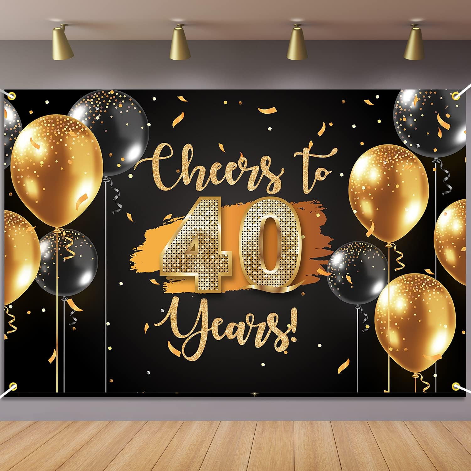 Cheers to 40 Years Backdrop Banner Happy 40th Birthday Background ...
