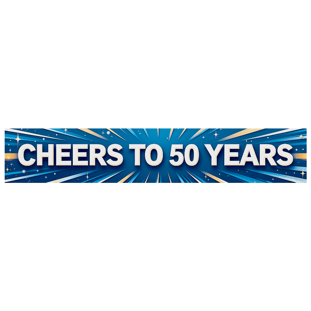 Cheers to 50 Years Celebration Banner Blue Anniversary Background ...