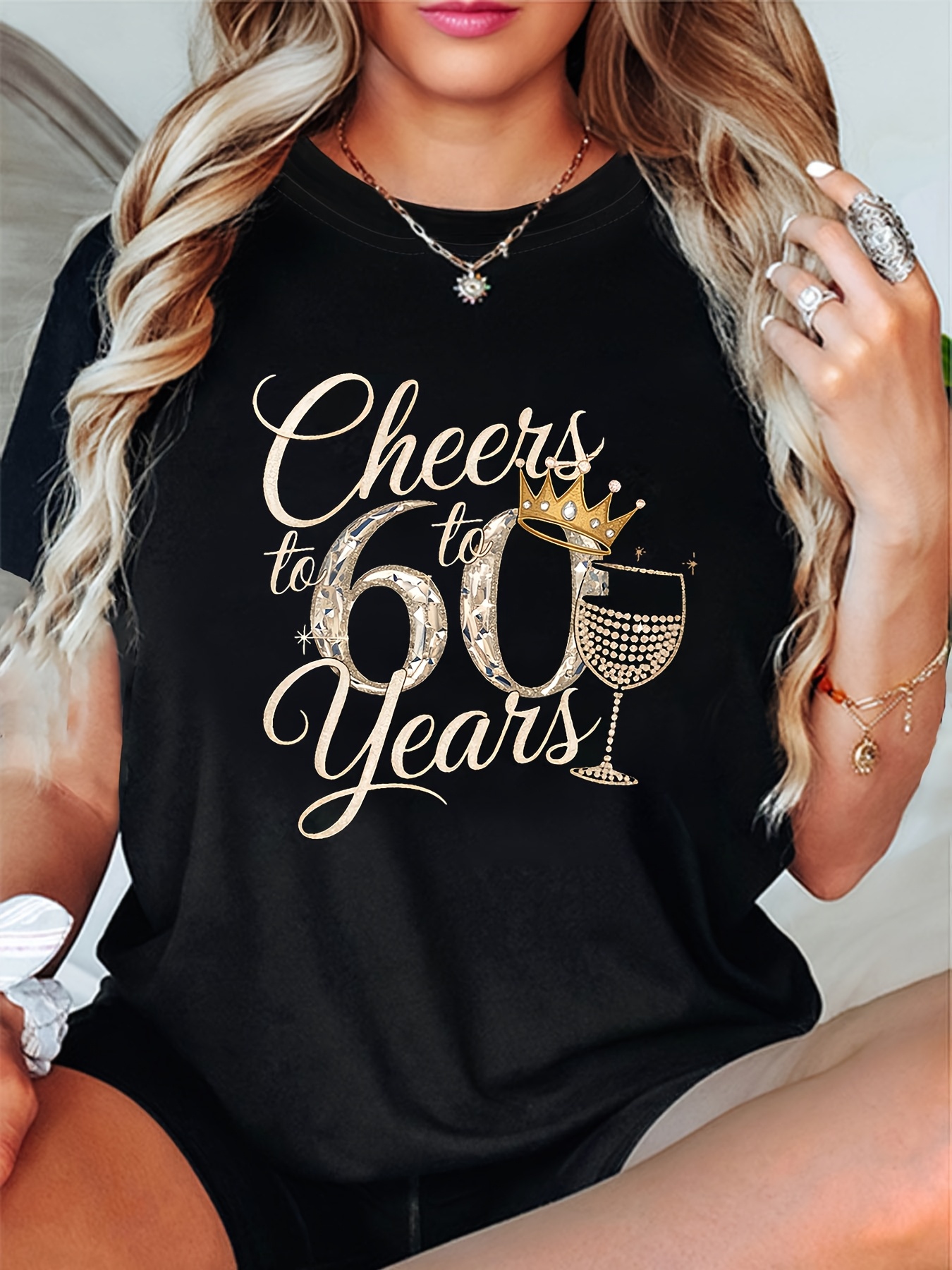 Cheers to 60 Years 60th Birthday Celebration Graphic T shirt for Women ...