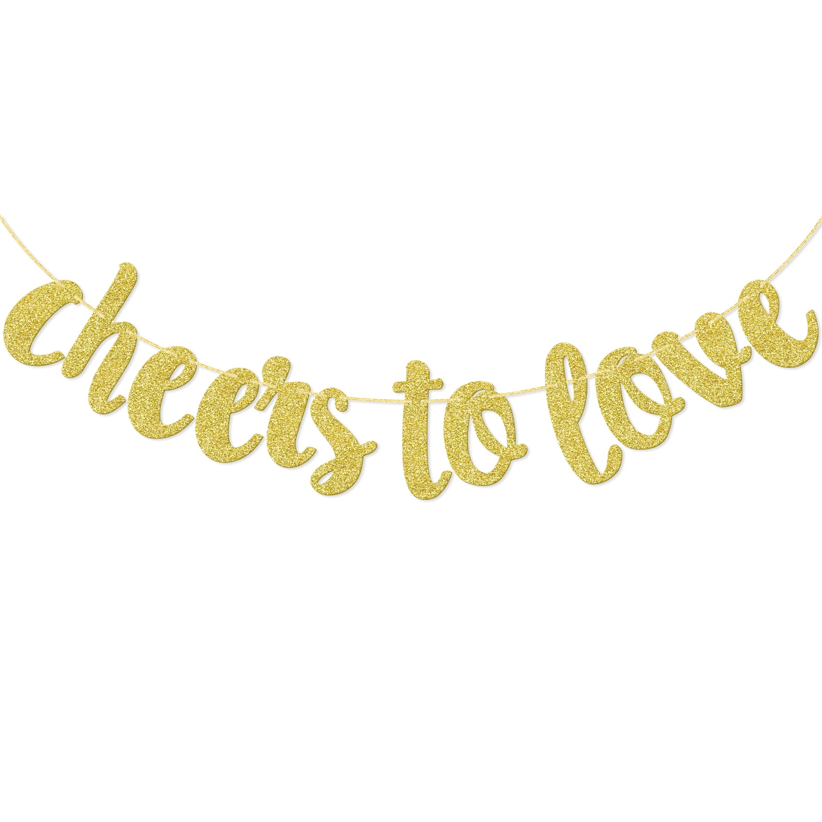 Cheers to Love Banner Gold Glitter Hanging Garland for Bachelorette ...