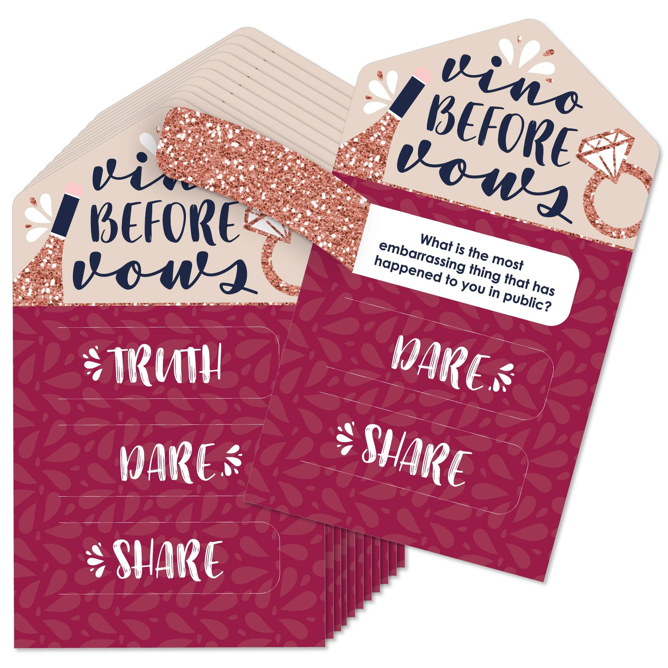 Cheers to Love: Bridal Shower Game Cards for Fun Truth or Dare Moments ...