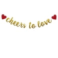 Cheers to Love Gold Glitter Banner, Red Heart Garland, Wedding Bridal ...