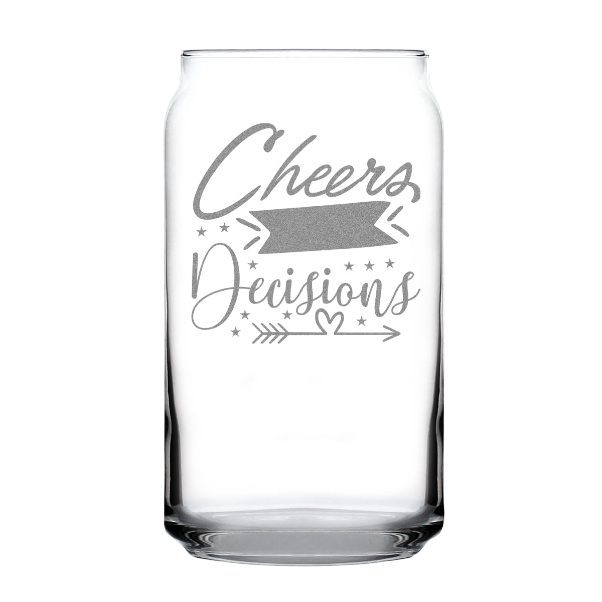 Cheers to Pour Decisions 16oz Can-Shaped Pint Glass, Hand Engraved Beer ...