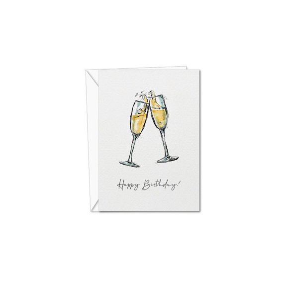 Cheers to You Birthday Card - Elegant Champagne Toast Design - Blank ...