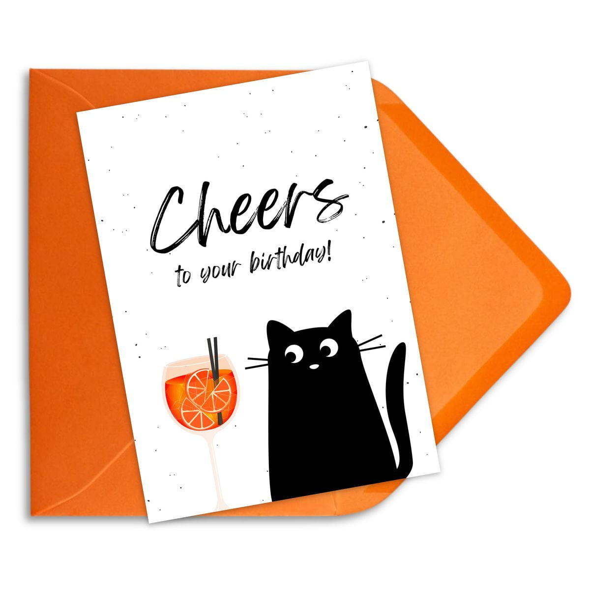 Cheers to Your Birthday Card - Fun Black Cat Design with Cocktail ...