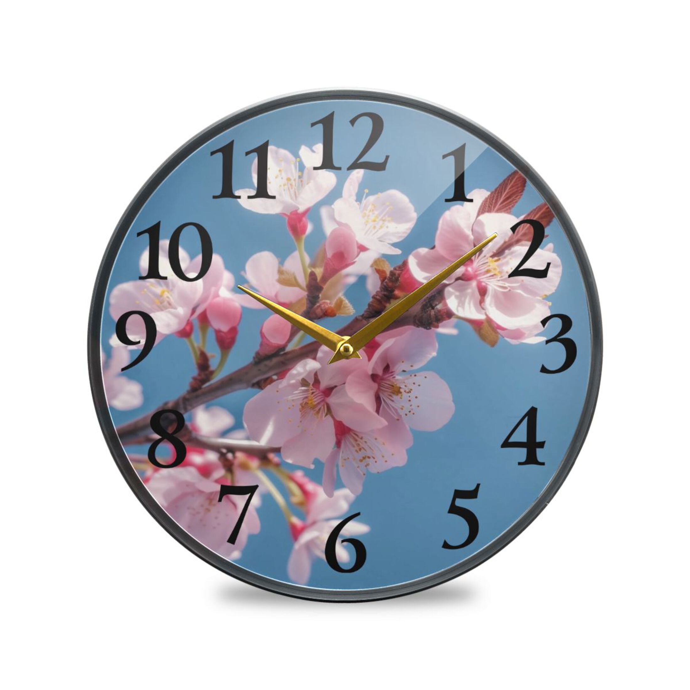Cheery Flowers Wall Clocks Battery Operated 9.5 Inch Round Clock ...