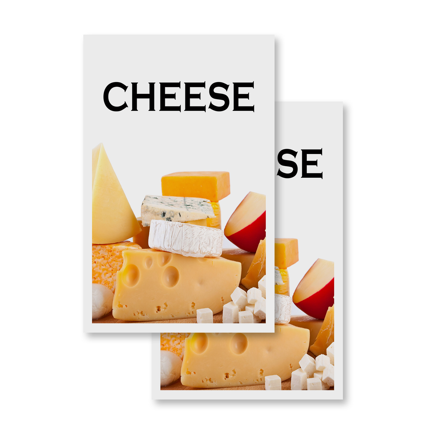 Cheese (2-PACK) 24" x 36" Vinyl Decals | Sign Insert Peel & Stick ...