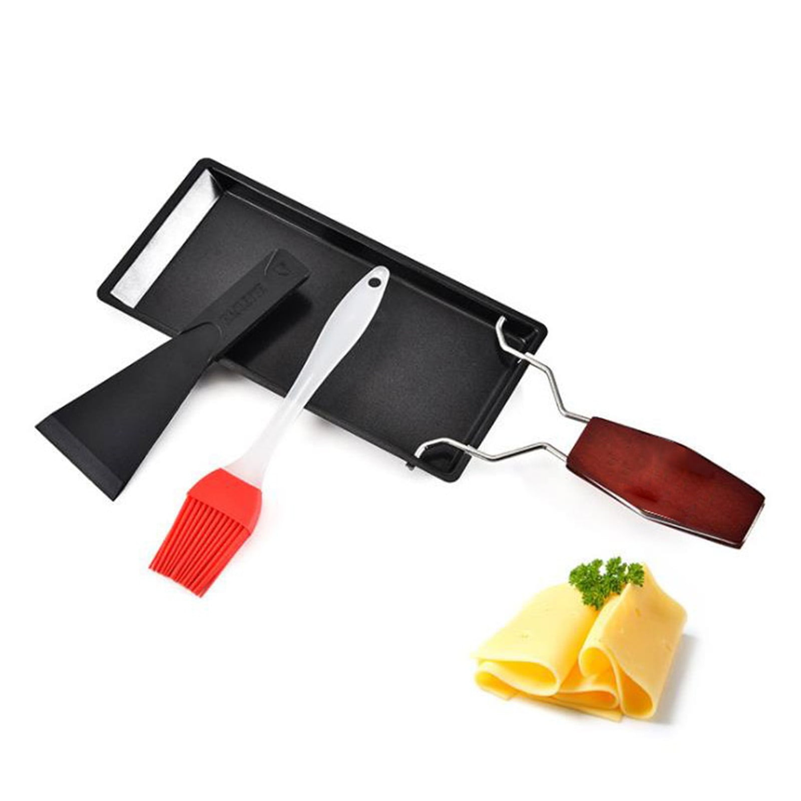 Cheese Baking Pan with Foldable Wood Handle, Non-Stick BBQ Grill Pan ...