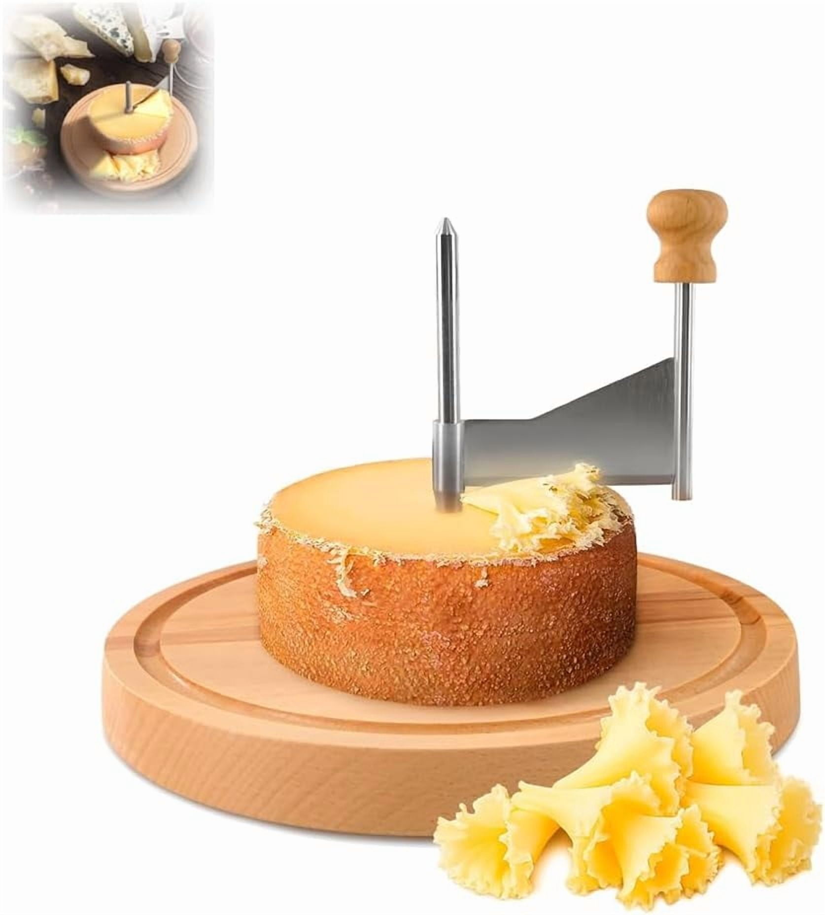Cheese Curler Flower Maker with Wood Base, Rotary Cheese Slicer Tool ...