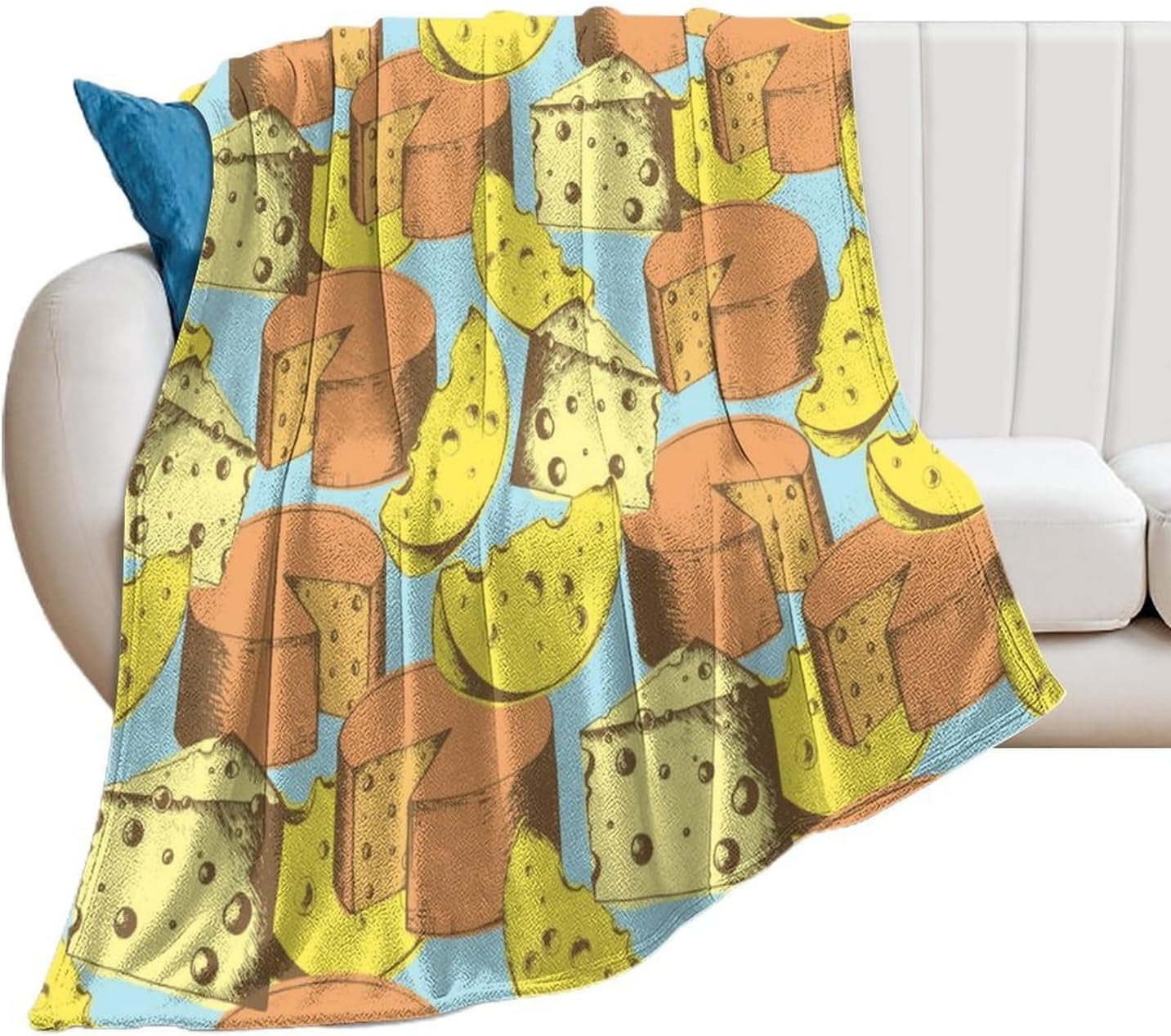 Cheese Food Pattern Warm Throw Blanket for Couch Bed Picnic Outdoor ...