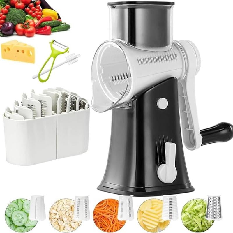Cheese Grater, 5 in 1 Rotary Cheese Grater Multi-Purpose Kitchen ...