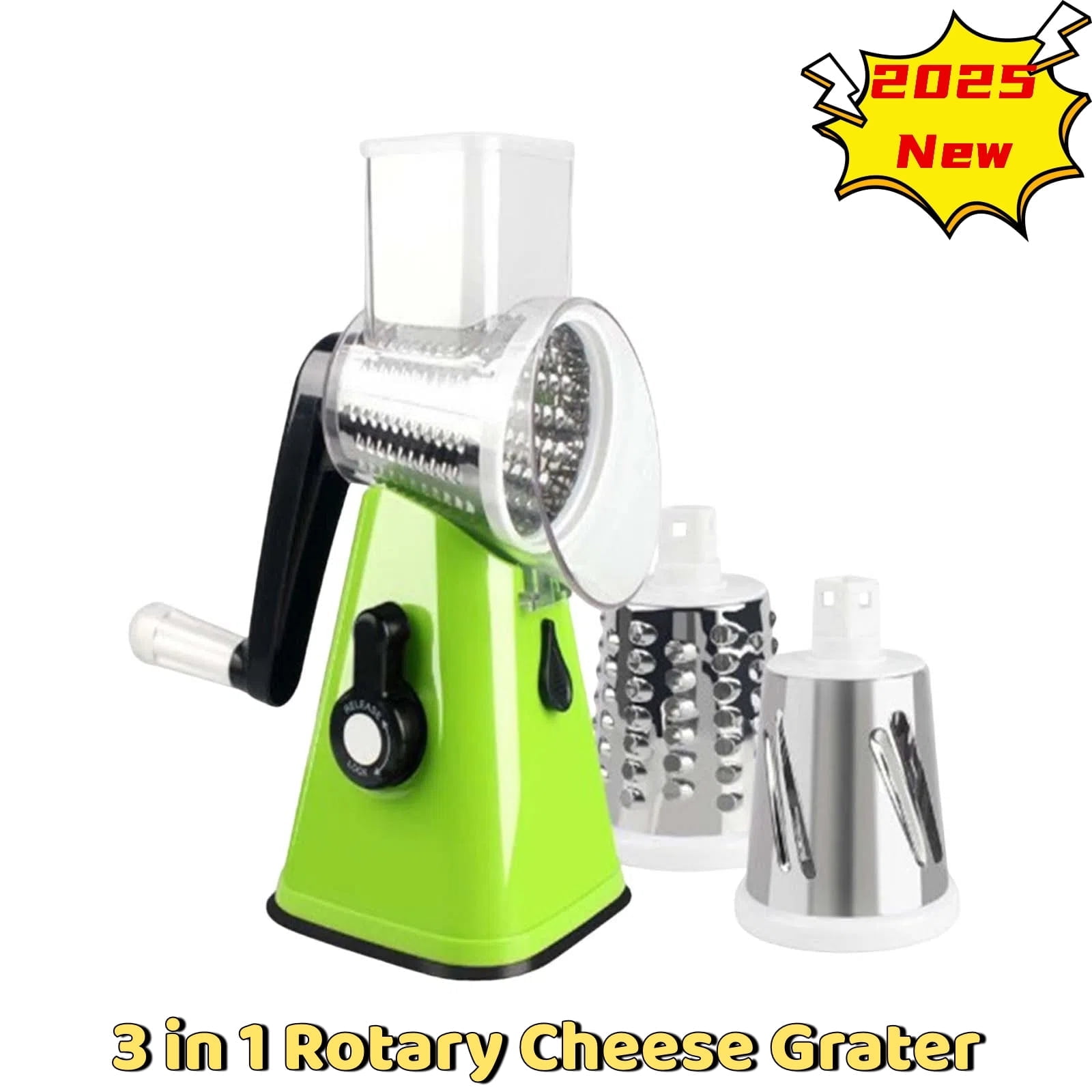 Cheese Grater - Cheese Grater Hand Crank - 3 in 1 Rotary Cheese Grater ...