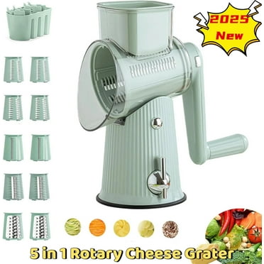Rotary Cheese Grater 5 Blade Cheese Grater - Manual Hand Crank Cheese ...