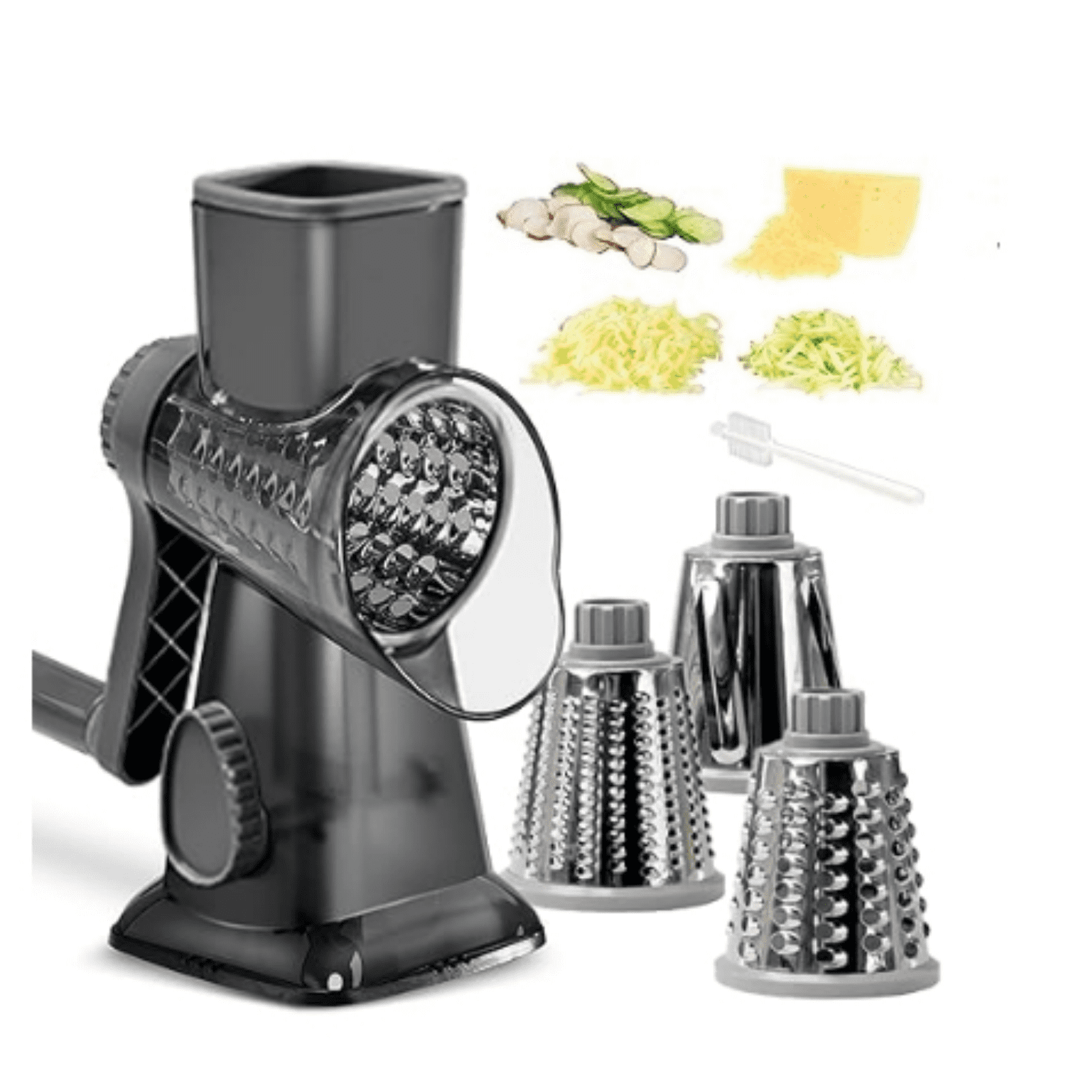 Cheese Grater Hand Crank Rotary Cheese Grater with Handle,3-in-1 Cheese ...