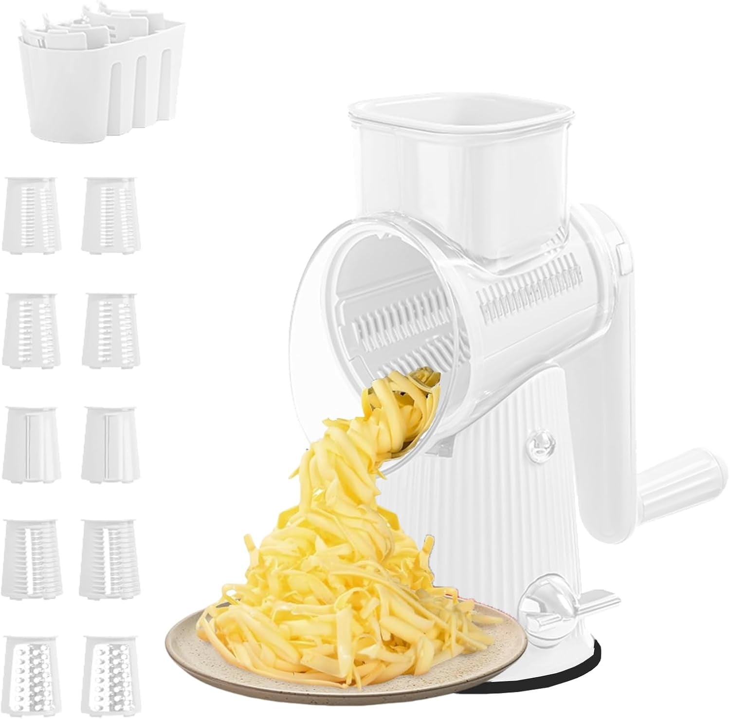 Cheese Grater Hand Crank, Stainless Steel Rotary Cheese Grater 5 in 1 ...