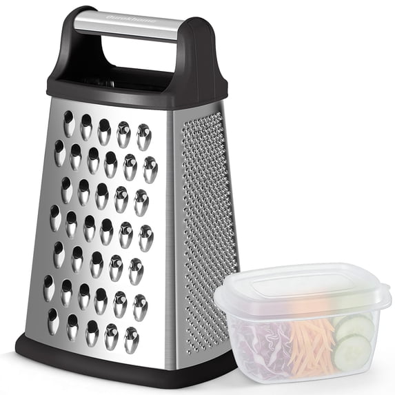 Cheese Grater, Handheld Box Grater with Container & Lid, 4-Sided ...