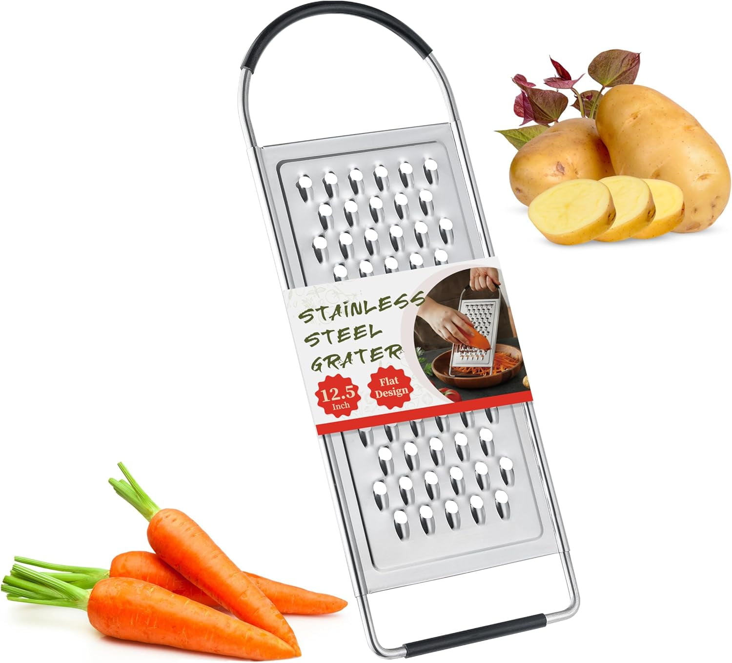 Cheese Grater Handheld, HIA Flat Coarse Stainless Steel Graters for ...