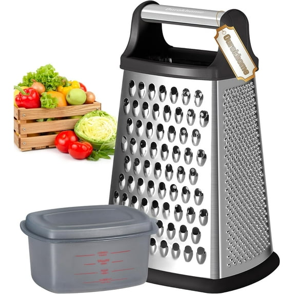 Cheese Grater with Handle, Stainless Steel Box Grater, 4 Side Kitchen ...