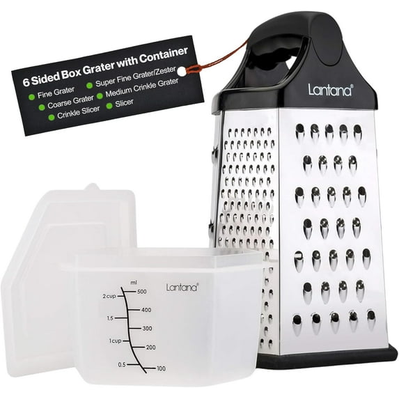 Cheese Grater for Kitchen with Container & Lid - Handheld Stainless ...